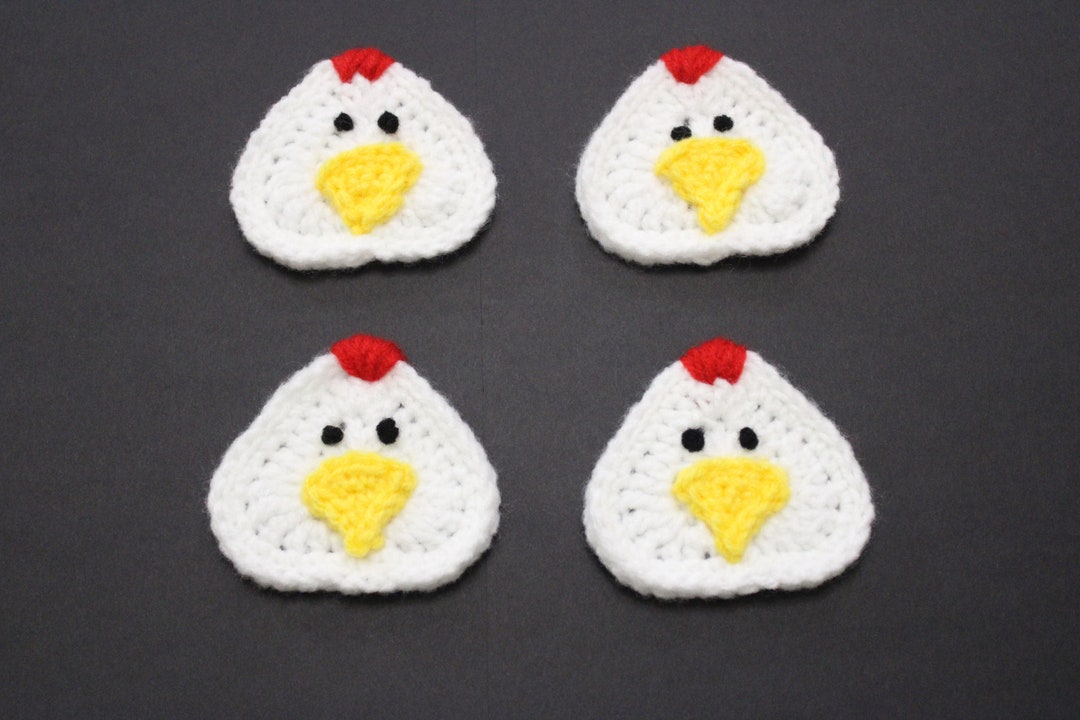 Set of 4 Chicken Appliques, Chicken Patch, Crochet Chicken Hen - Etsy