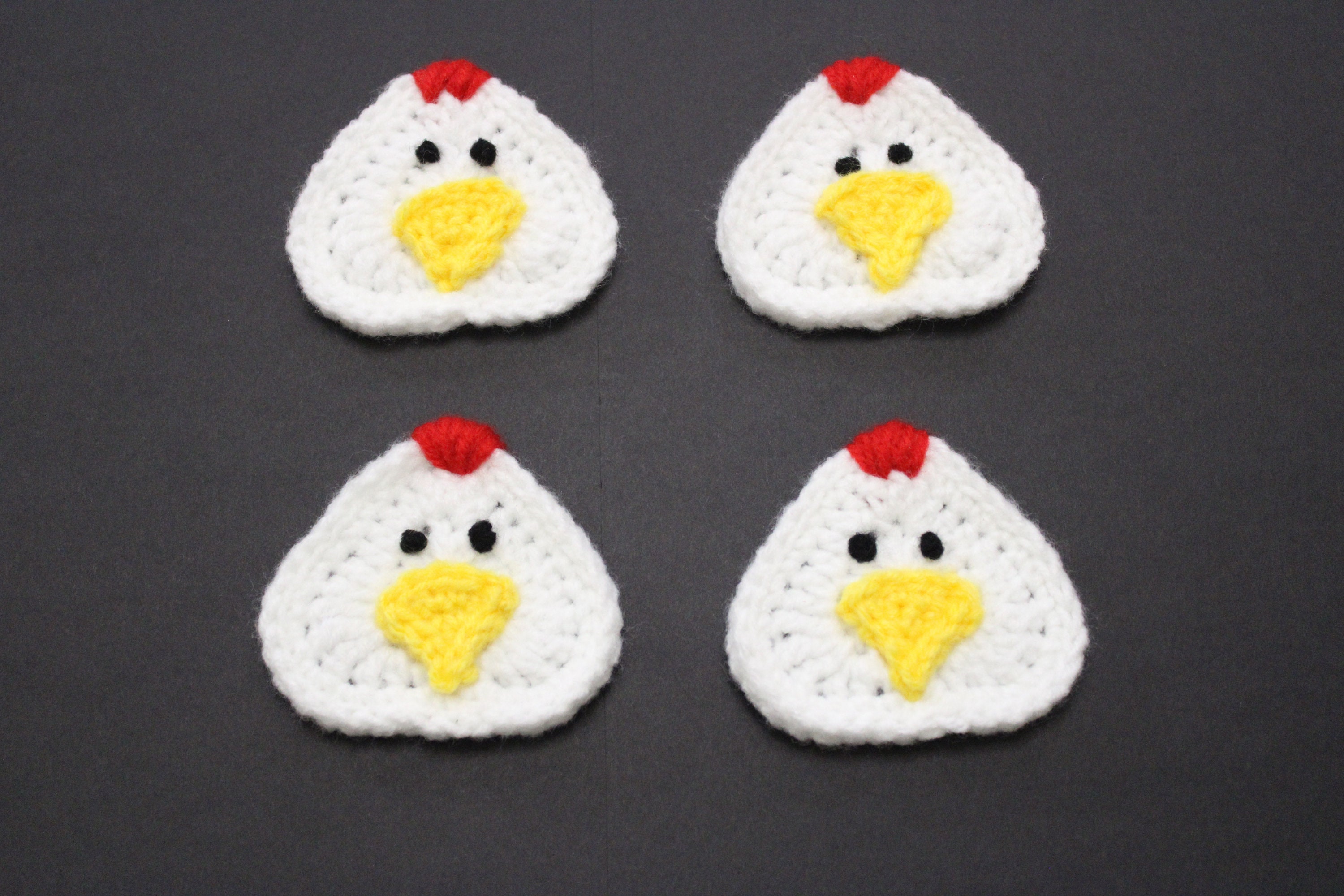 Set of 4 Chicken Appliques, Chicken Patch, Crochet Chicken Hen - Etsy