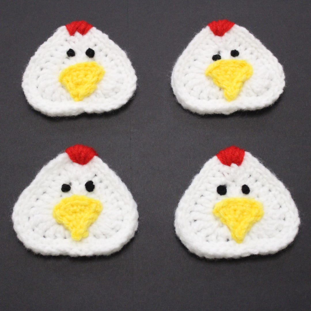 Set of 4 Chicken Appliques, Chicken Patch, Crochet Chicken Hen - Etsy