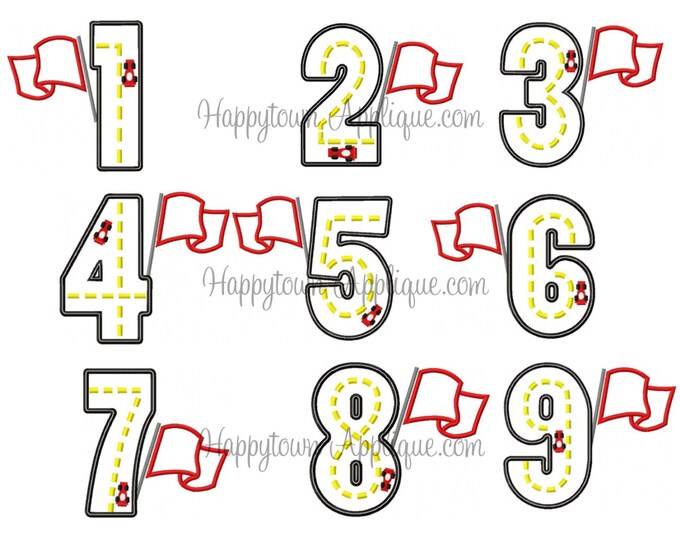 Race Car Number Set Machine Embroidery Design - Etsy