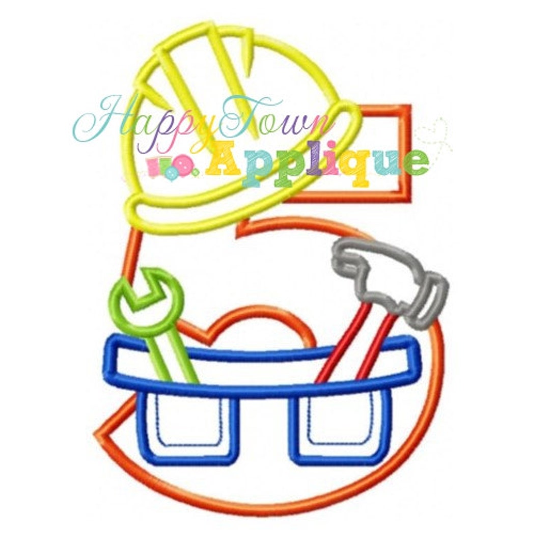 Construction Birthday Number 5 Machine Embroidery Design - Etsy