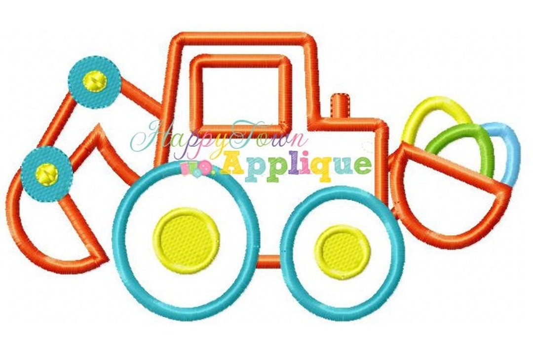 Backhoe With Easter Eggs Applique Design - Etsy