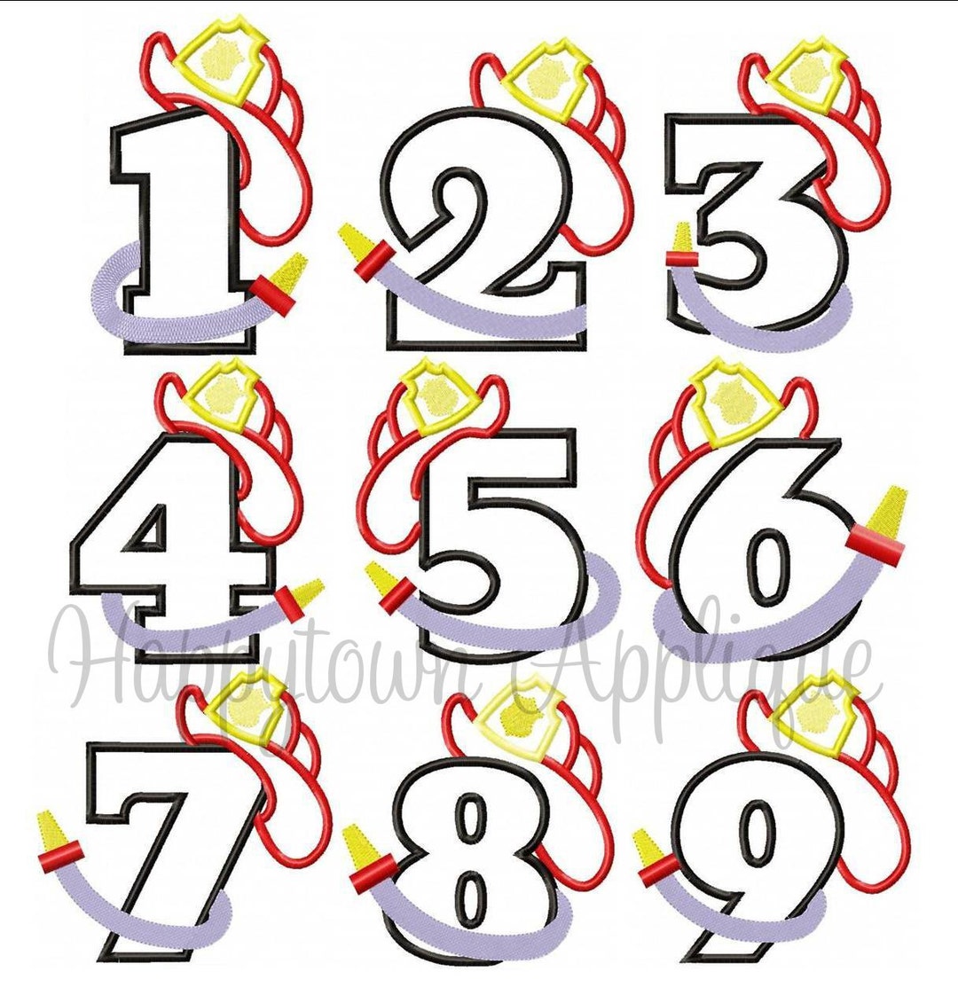 Firefighter Number Set Machine Embroidery Design - Etsy