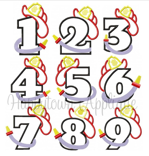Firefighter Number Set Machine Embroidery Design - Etsy