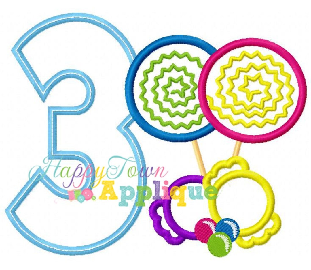 Candy Birthday Number 3 Machine Embroidery Design - Etsy