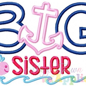 Nautical Big Sister Machine Embroidery Design - Etsy