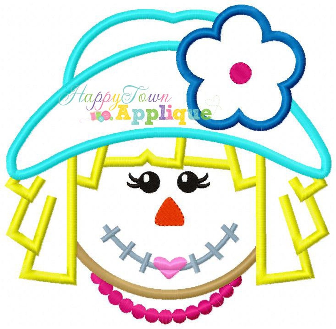 Scarecrow Face Girl Machine Embroidery Design - Etsy