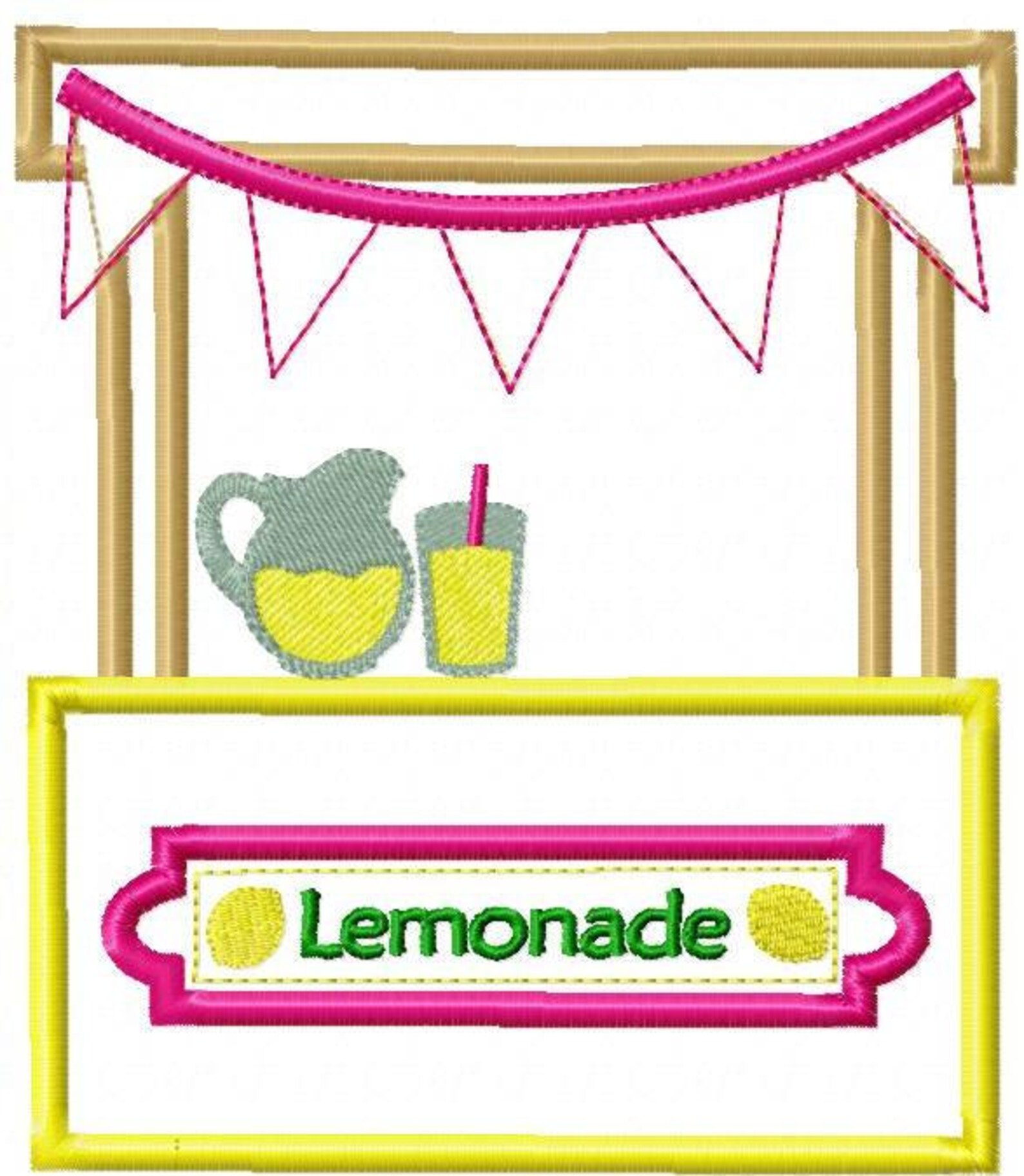 Lemonade Stand With Pennant Banner Machine Embroidery Design - Etsy