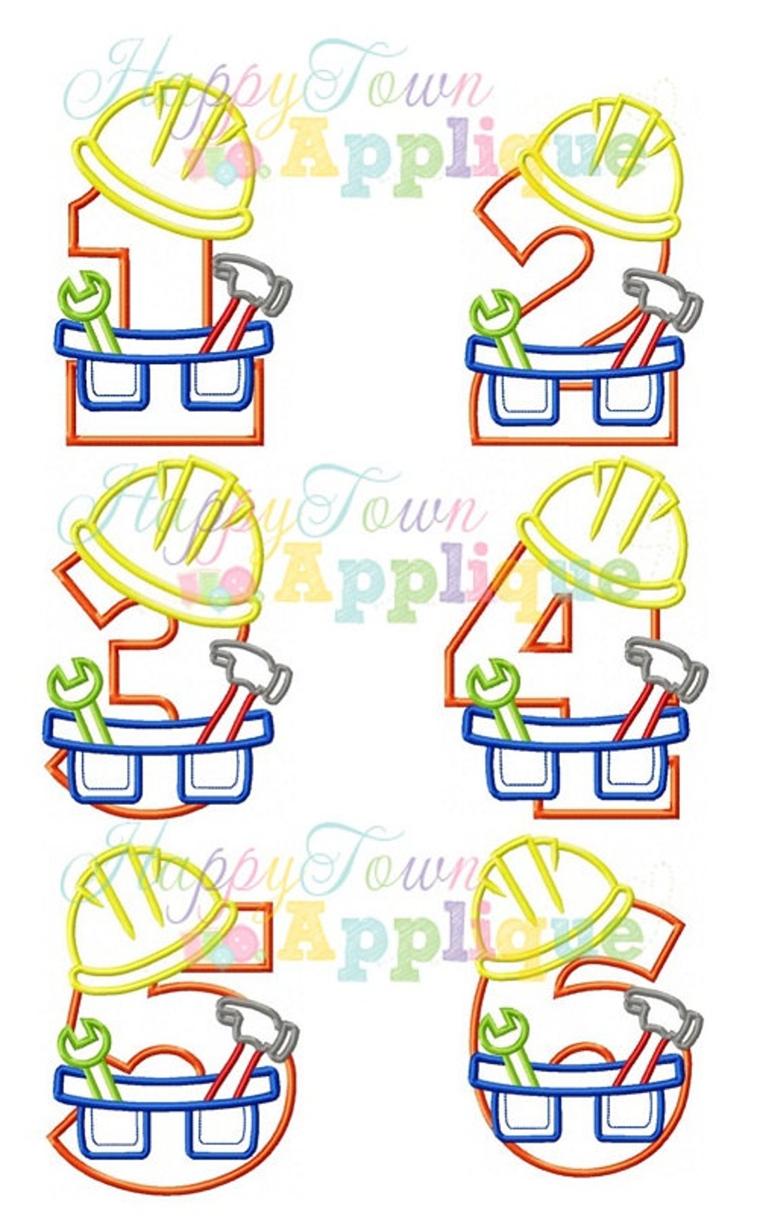 Construction Birthday Number Set Machine Embroidery Design - Etsy