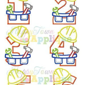 Construction Birthday Number Set Machine Embroidery Design - Etsy