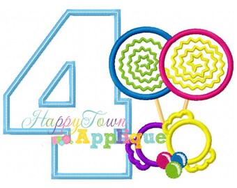 Candy Birthday Number 3 Machine Embroidery Design | Etsy