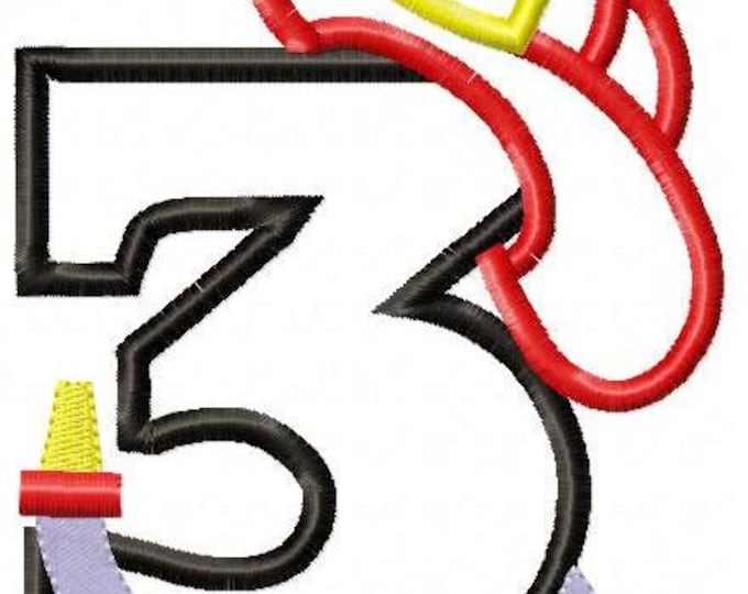 Firefighter Number THREE Machine Embroidery Design - Etsy