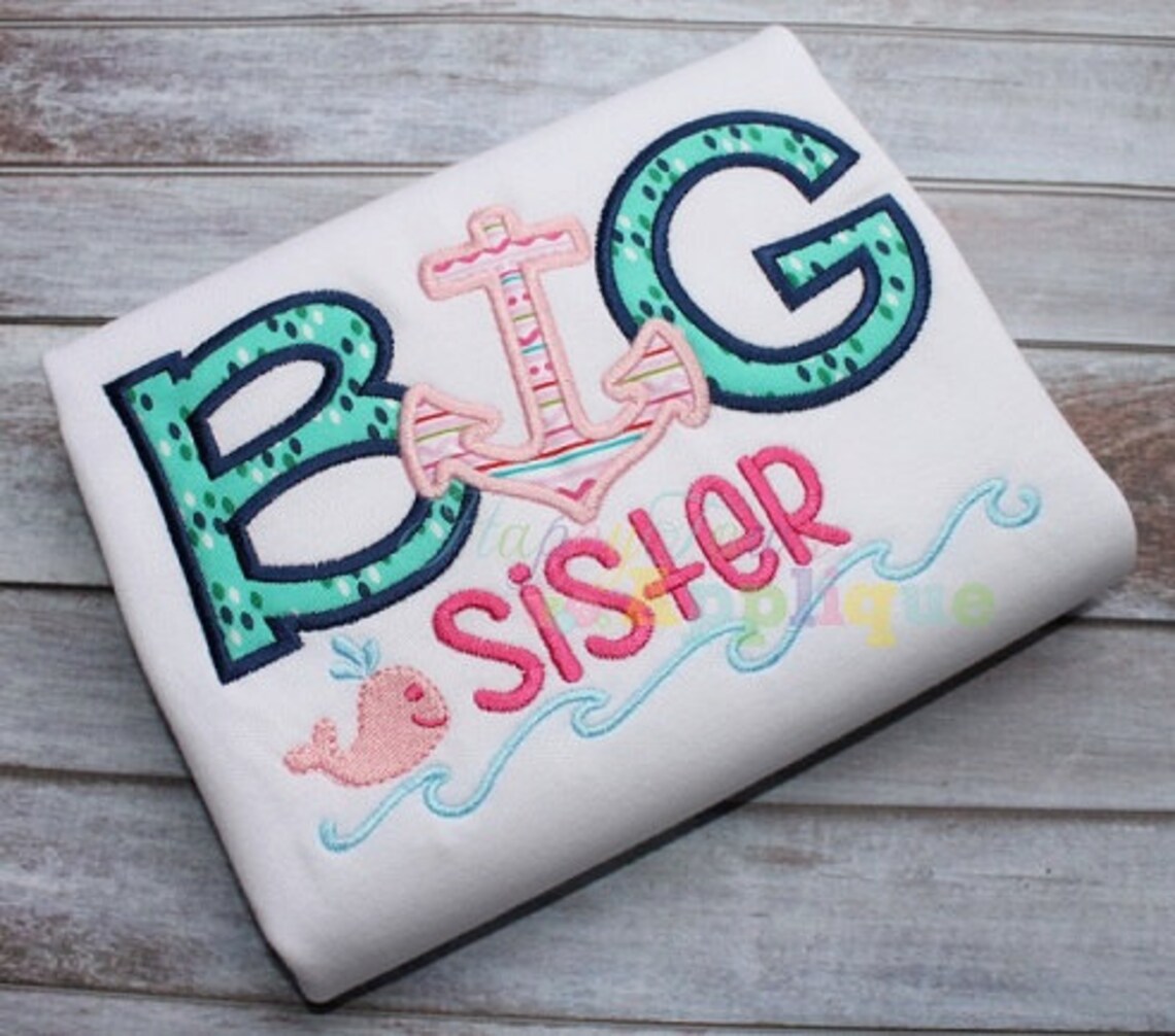 Nautical Big Sister Machine Embroidery Design - Etsy