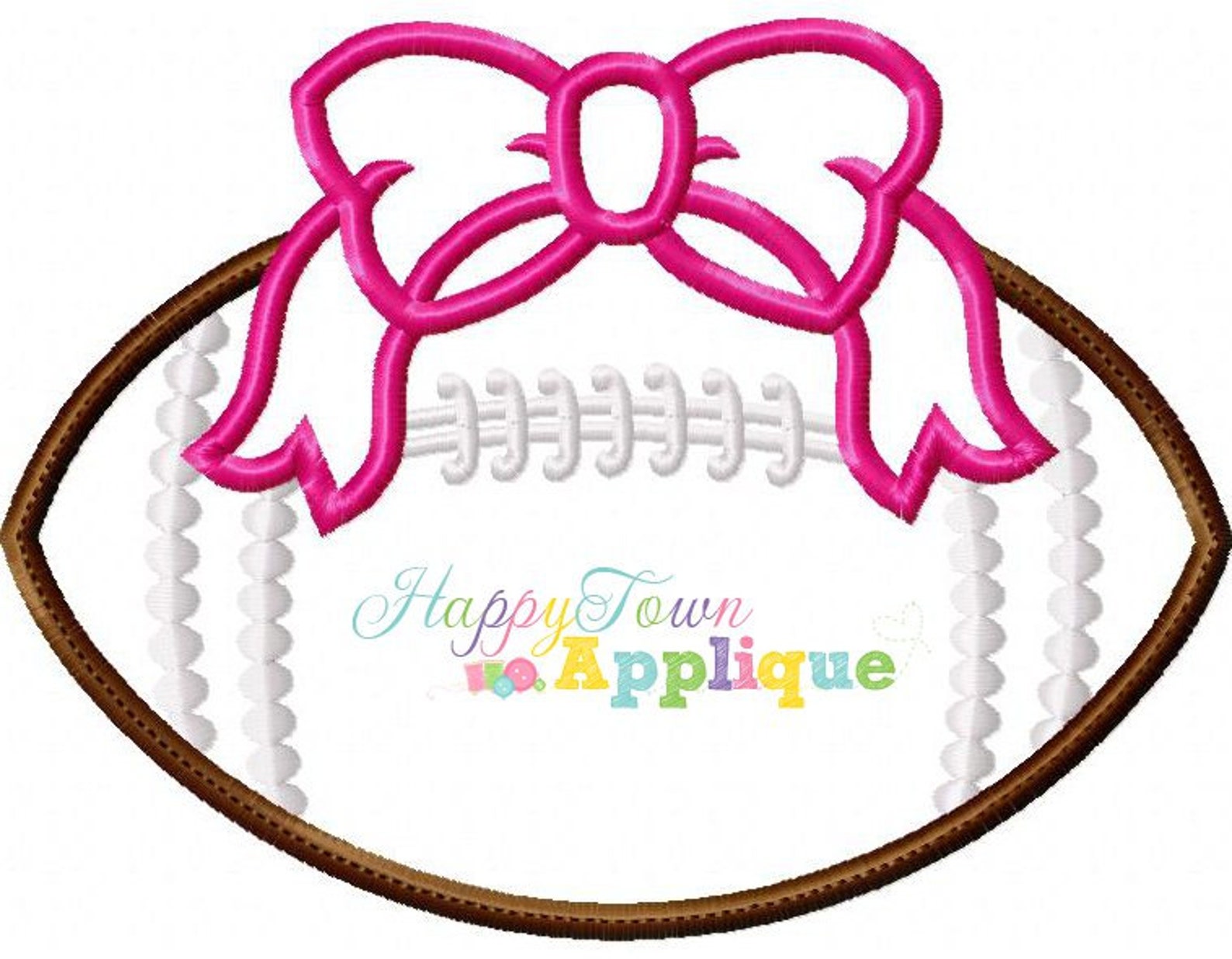 Football With Bow Machine Applique Design - Etsy