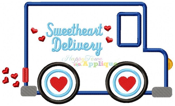 Valentine Mail Truck Machine Embroidery Design | Etsy
