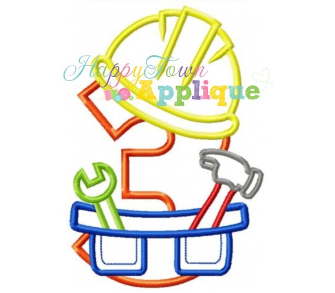 Construction Birthday Number 3 Machine Embroidery Design | Etsy