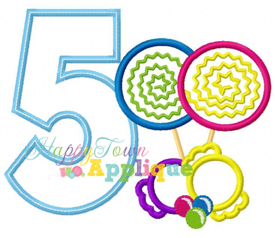 Candy Birthday Number 5 Machine Embroidery Design - Etsy