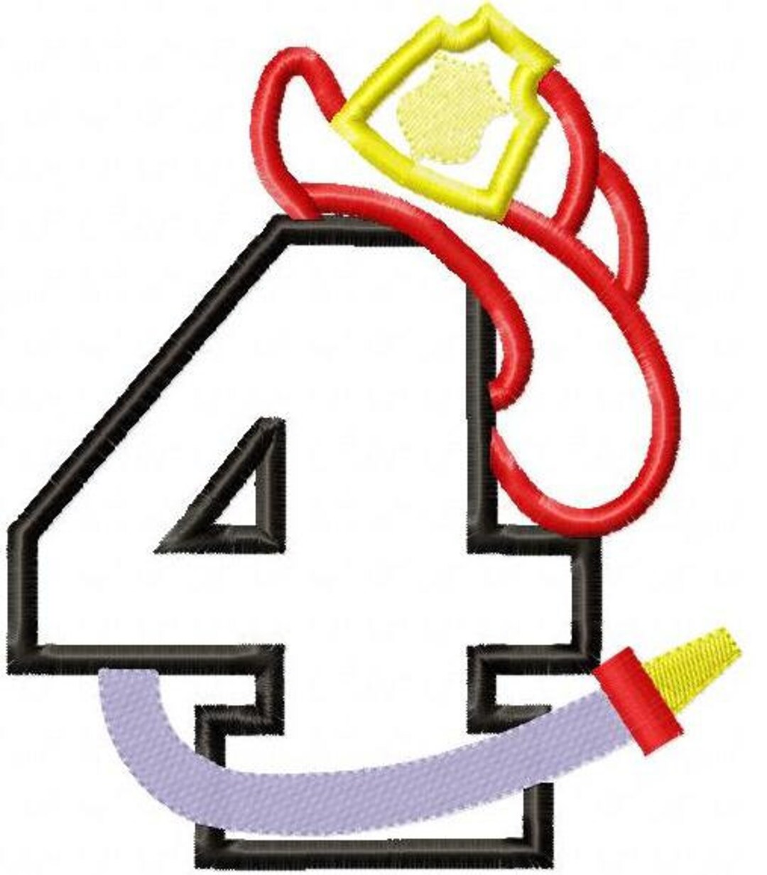 Firefighter Number FOUR Machine Embroidery Design - Etsy