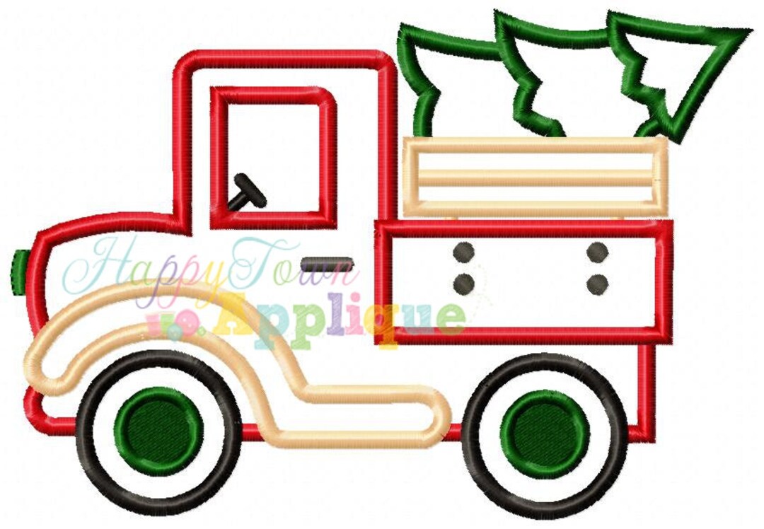 Cute Truck With Tree Machine Embroidery Design - Etsy