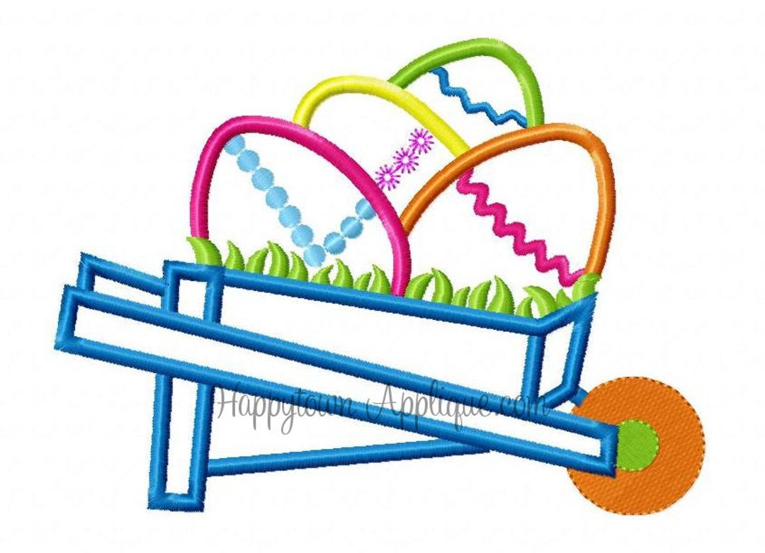 Wheelbarrow With Easter Eggs Machine Embroidery Design - Etsy