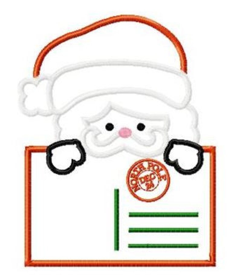 Santa Postcard Machine Embroidery Applique Design - Etsy
