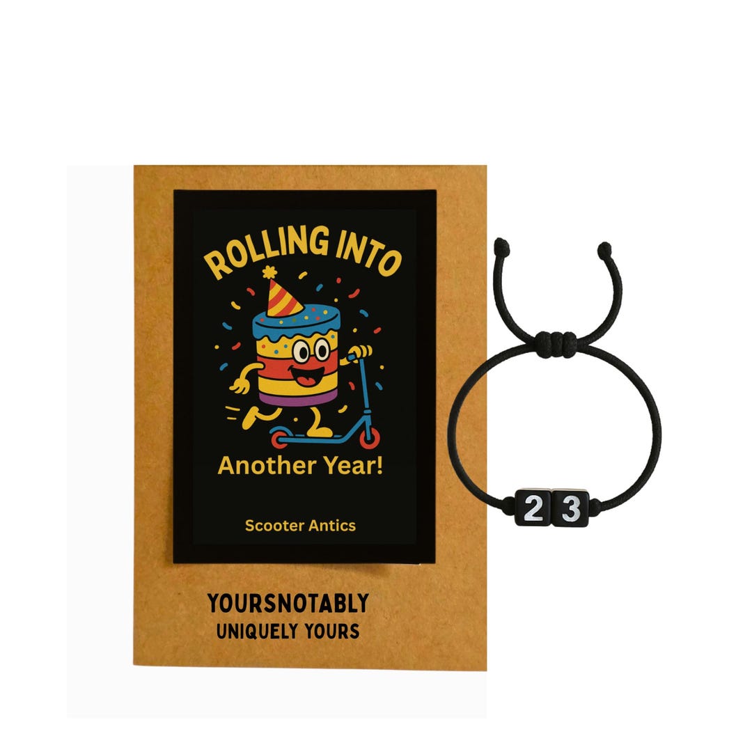 Scooter Antics™ Birthday Sticker and Custom Age Bracelet Gift Set - Etsy