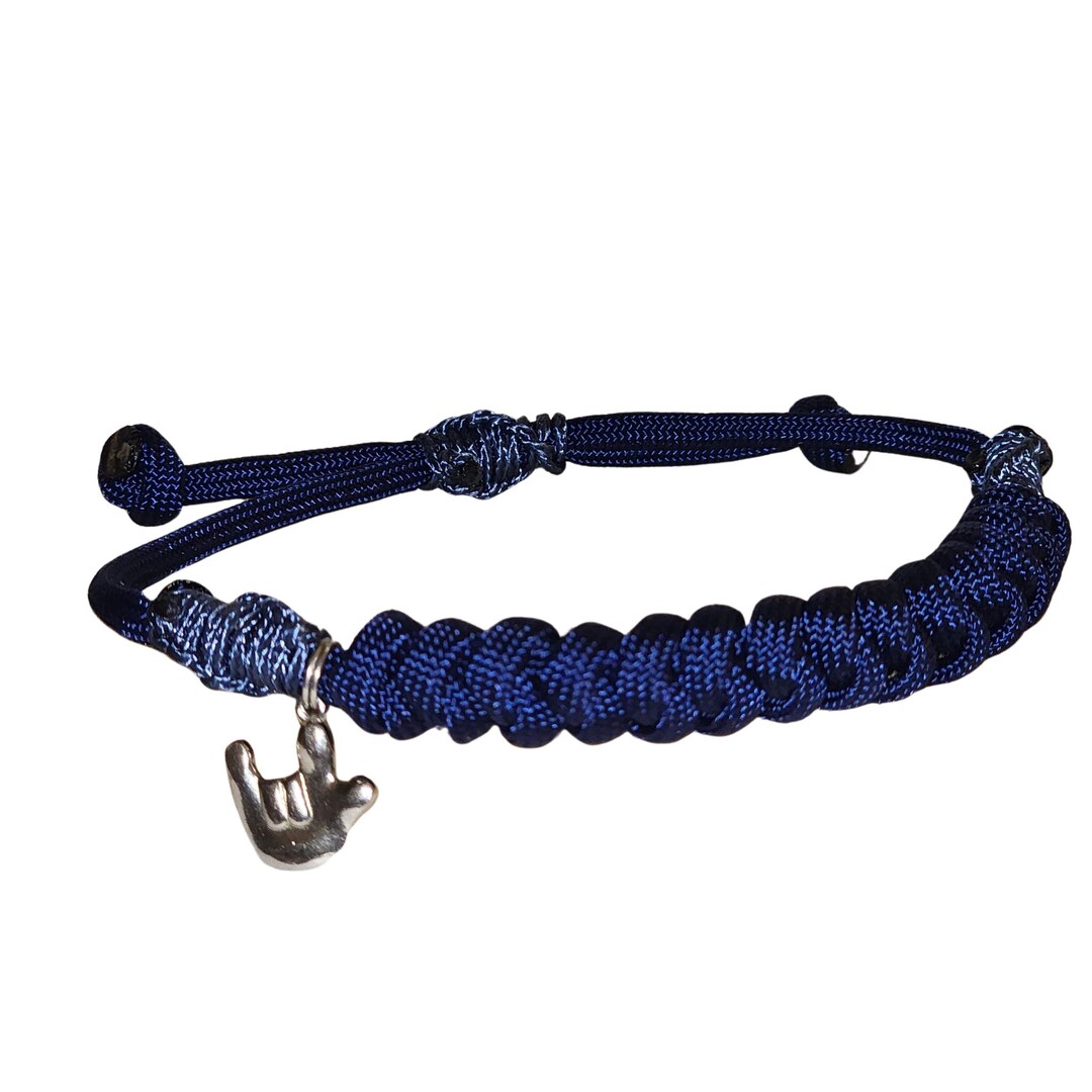 Braided Blue Paracord Bracelet With Sign Language I Love You Charm - Etsy