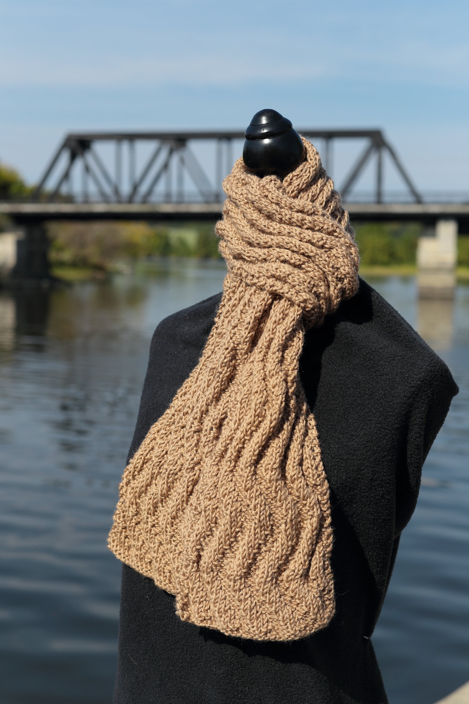 Hand Knit Reversible Wavy Rib Stitch Scarf - Beige - Etsy