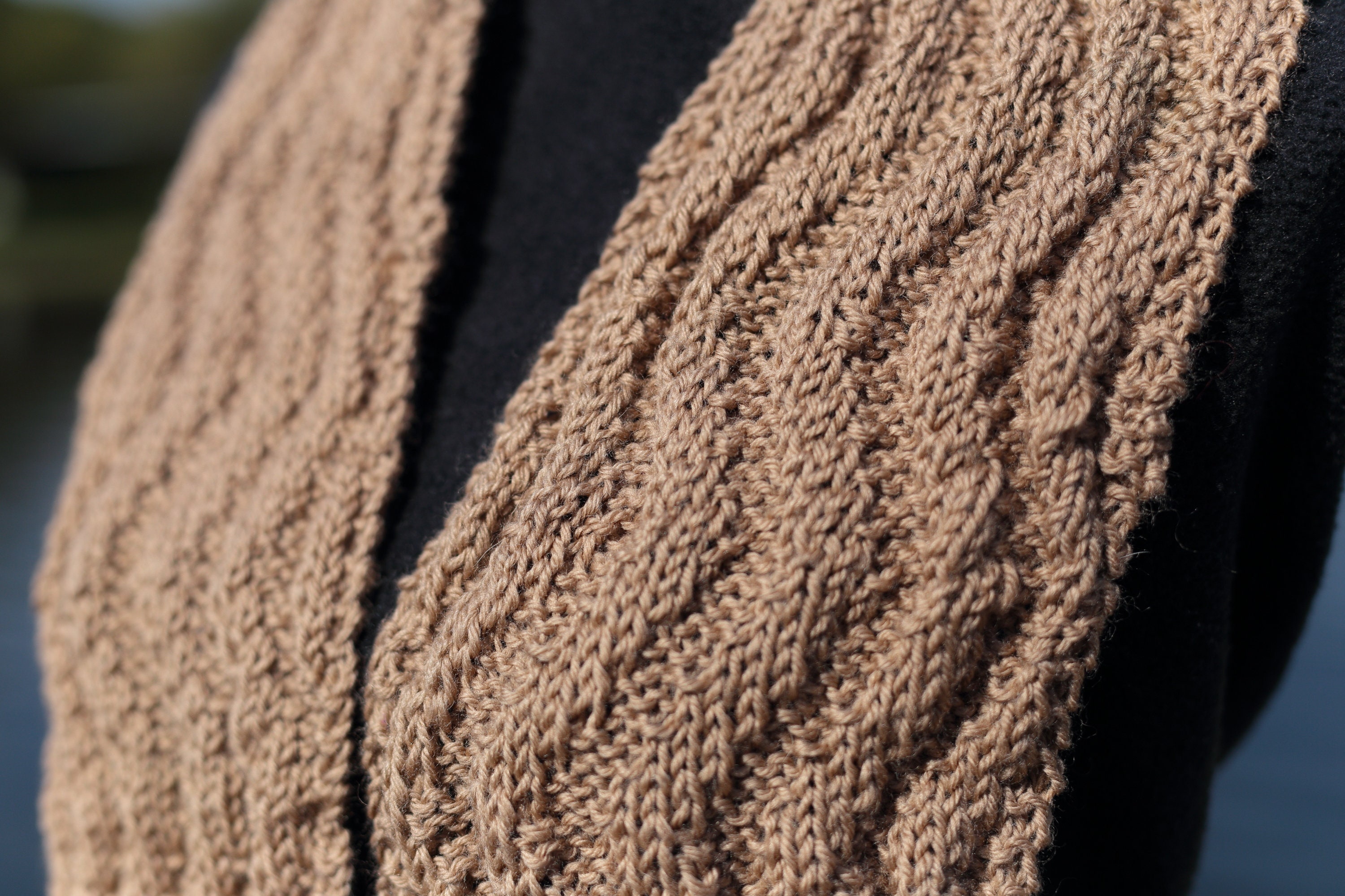 Hand Knit Reversible Wavy Rib Stitch Scarf - Beige - Etsy