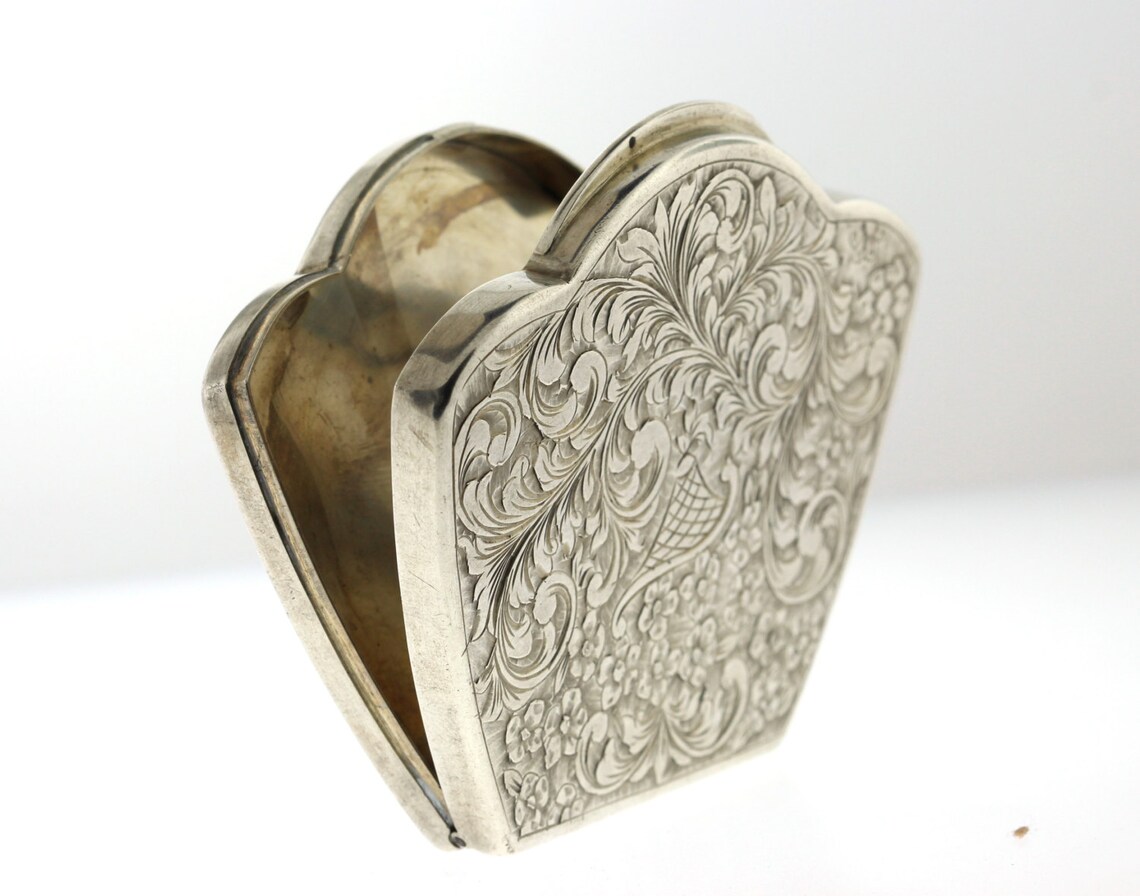 Vintage Silver Clamshell Compact Hand Chased Floral Design - Etsy