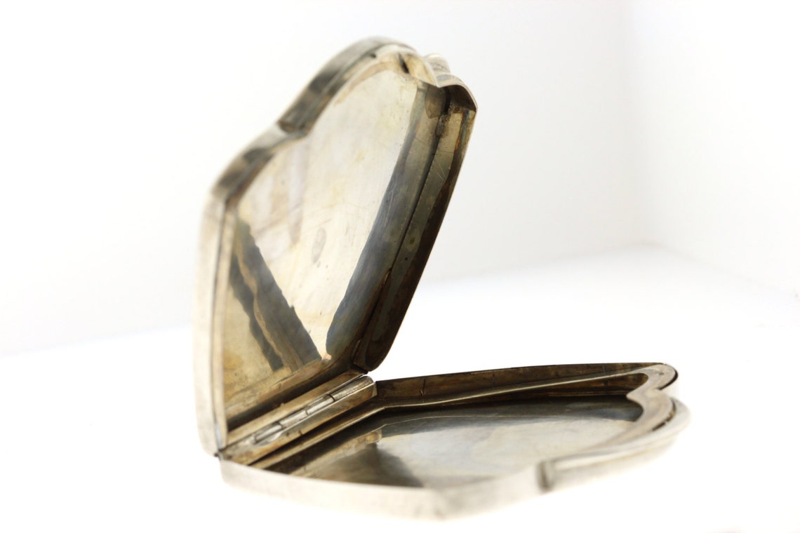 Vintage Silver Clamshell Compact Hand Chased Floral Design - Etsy