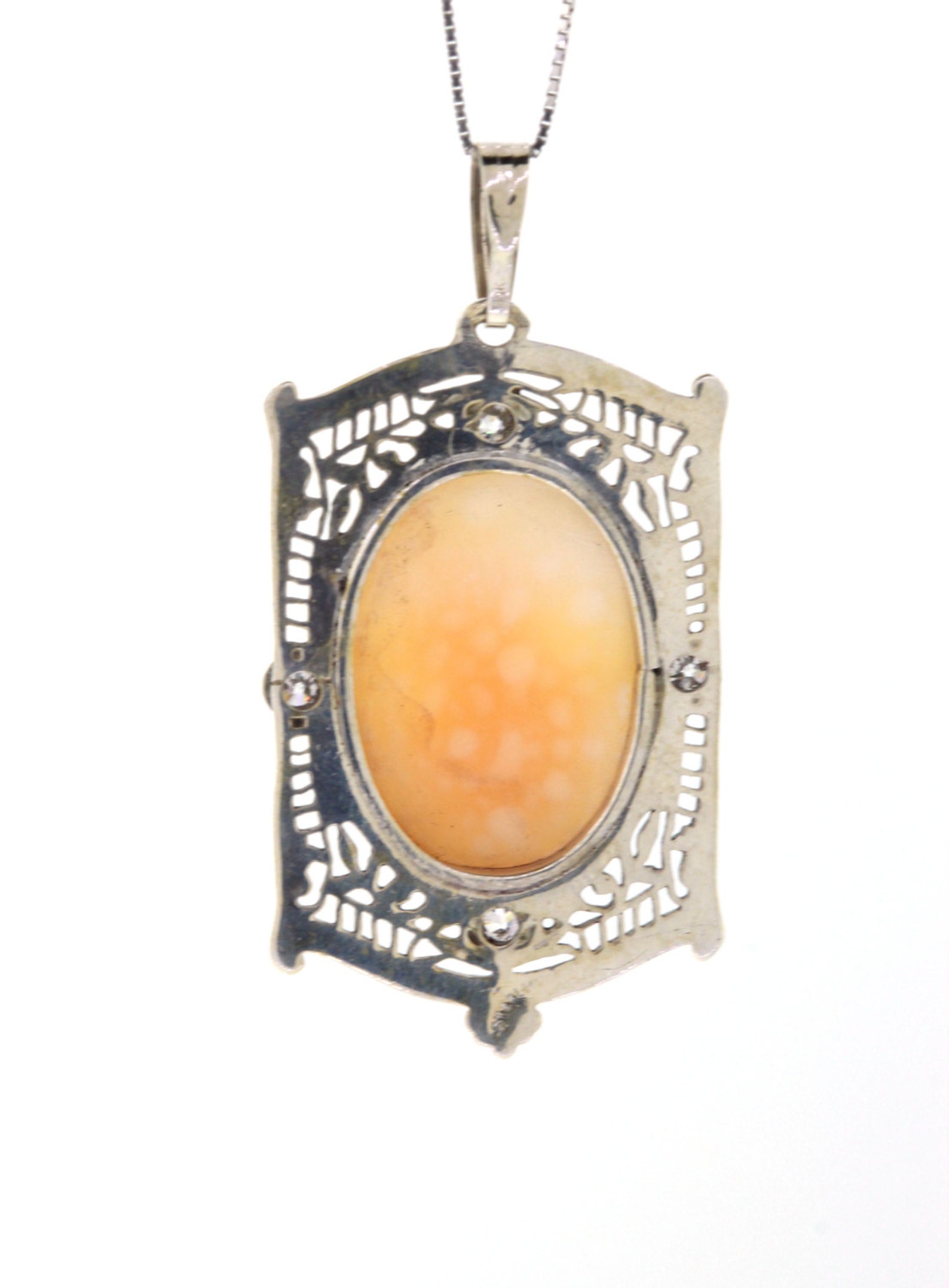 Antique Cameo Pendant Sterling Silver Diamond Cameo Necklace - Etsy