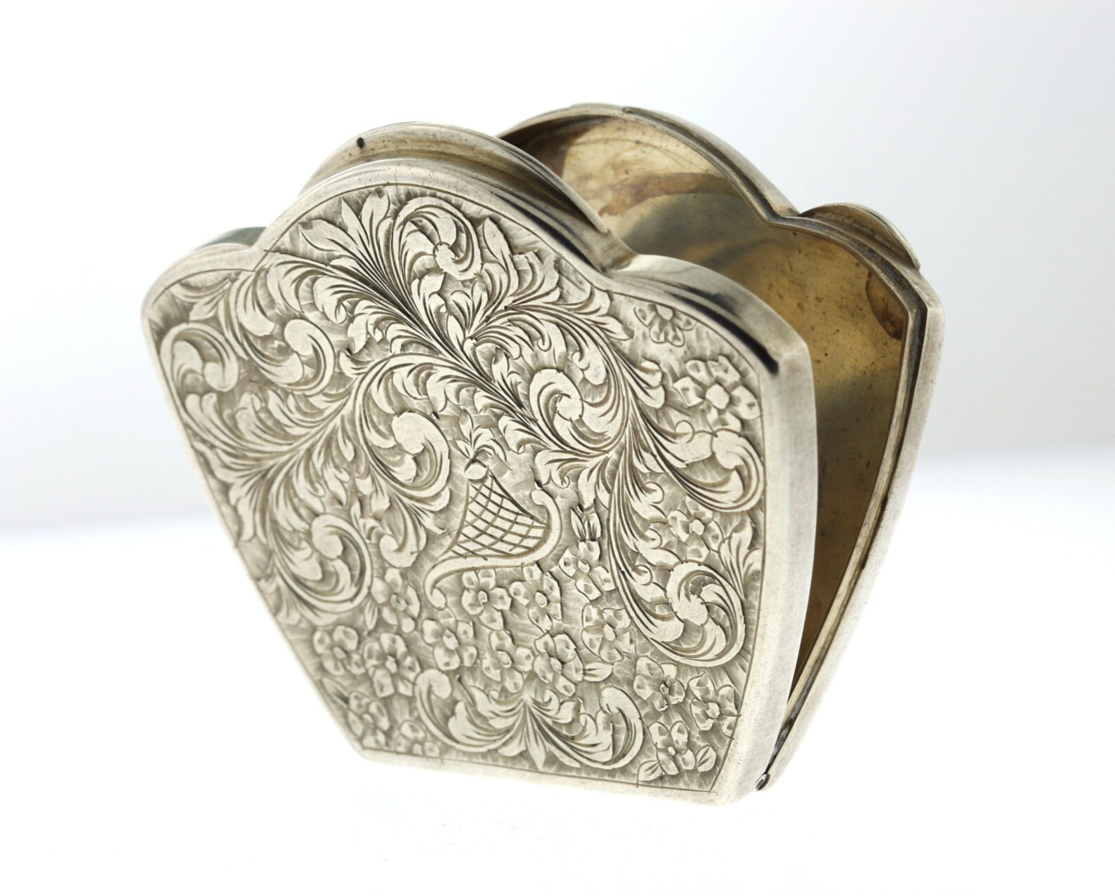 Vintage Silver Clamshell Compact Hand Chased Floral Design - Etsy
