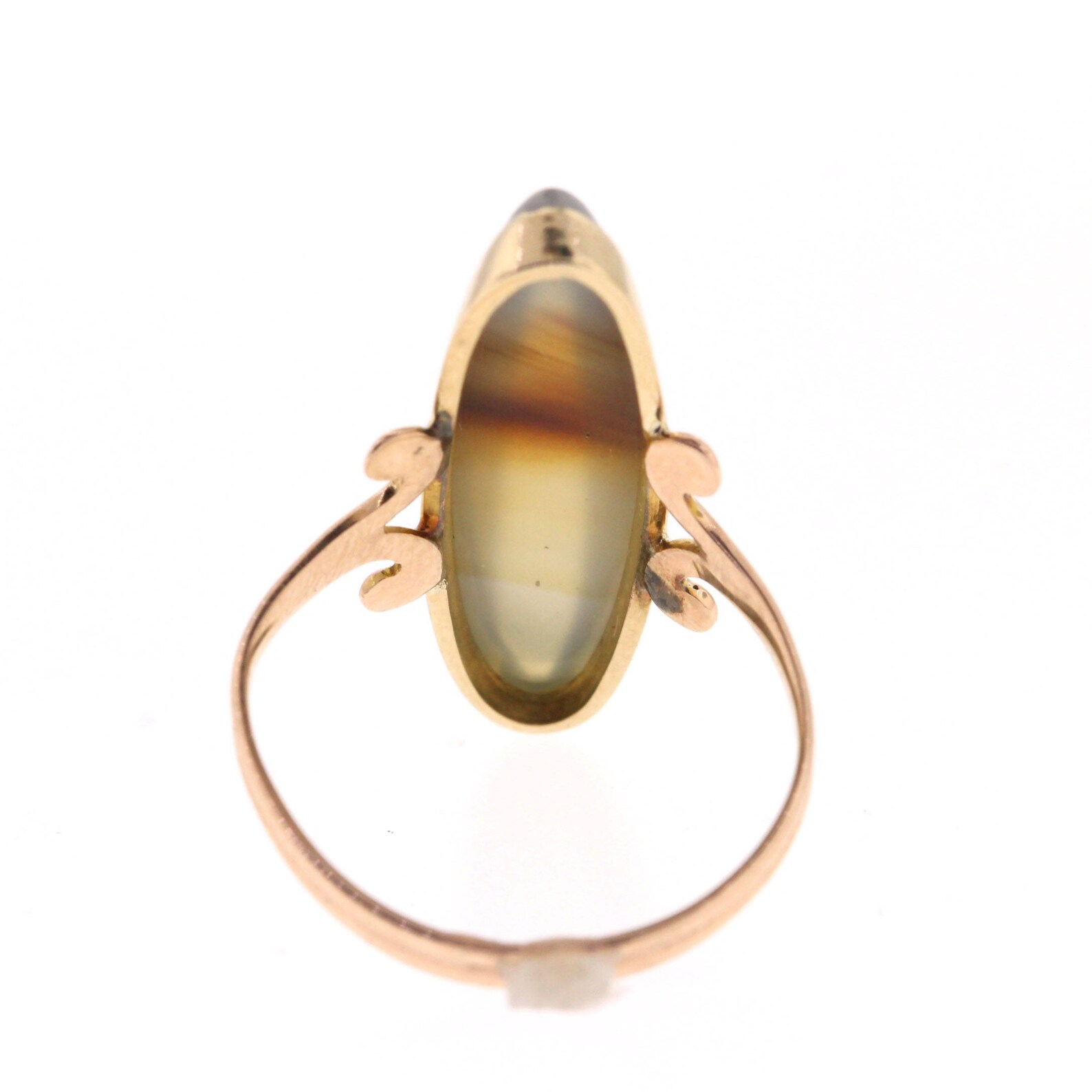 Antique Agate Ring, Victorian Yellow Gold Banded Agate Ring, Vintage ...