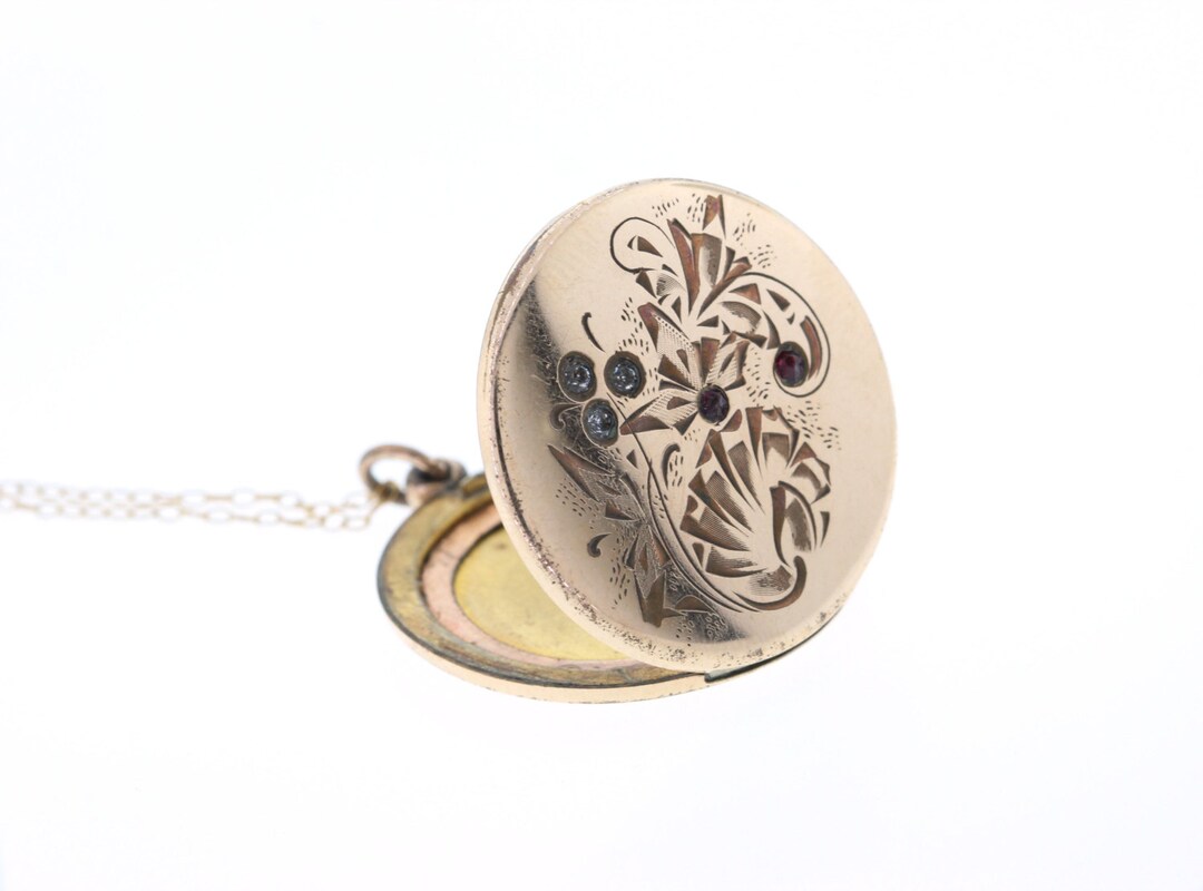 Antique Victorian 1900s Rose Gold-filled Rhinestone Locket Pendant ...