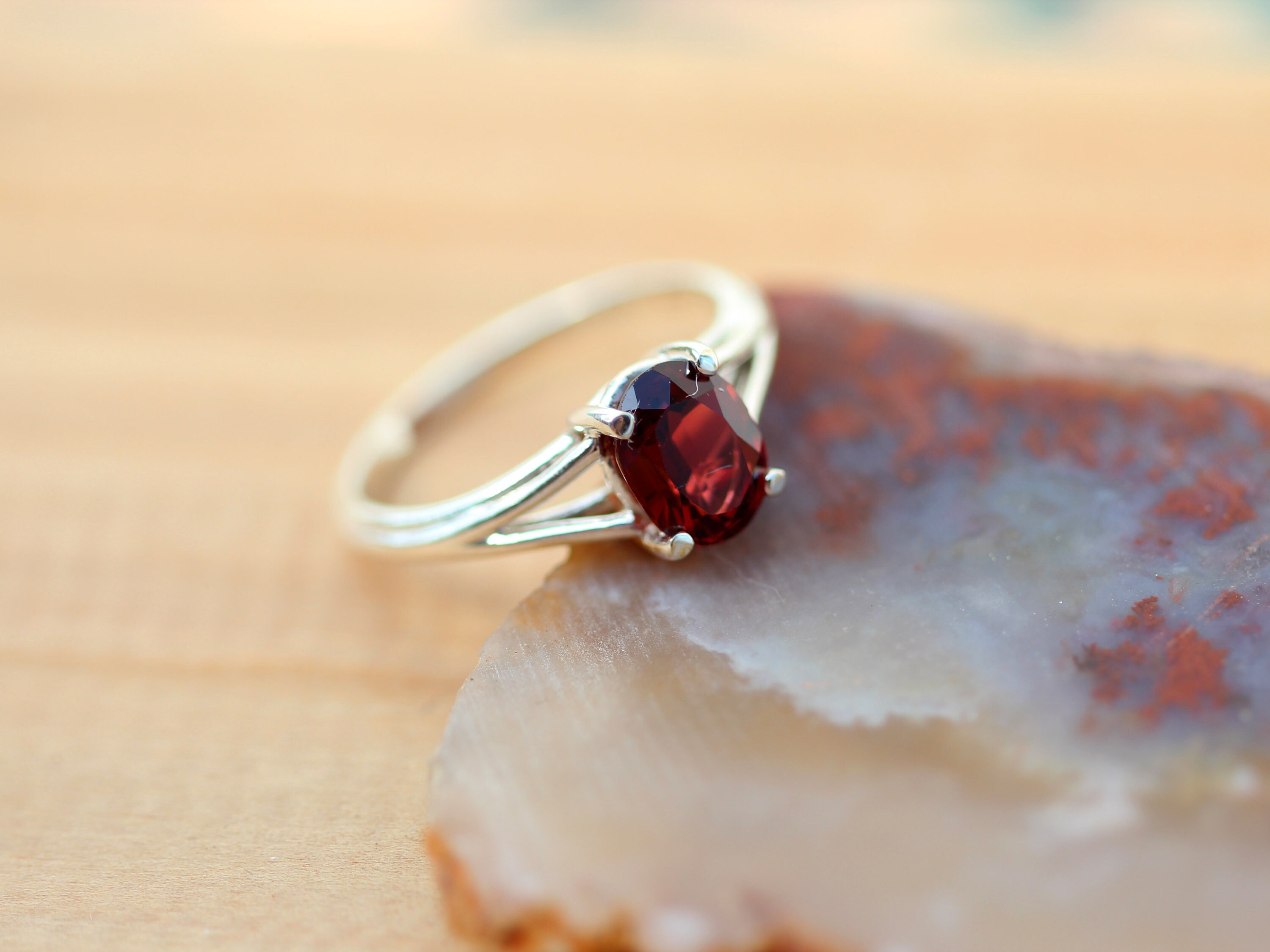 Garnet Ring Natural Red Garnet Ring Sterling Silver Oval | Etsy