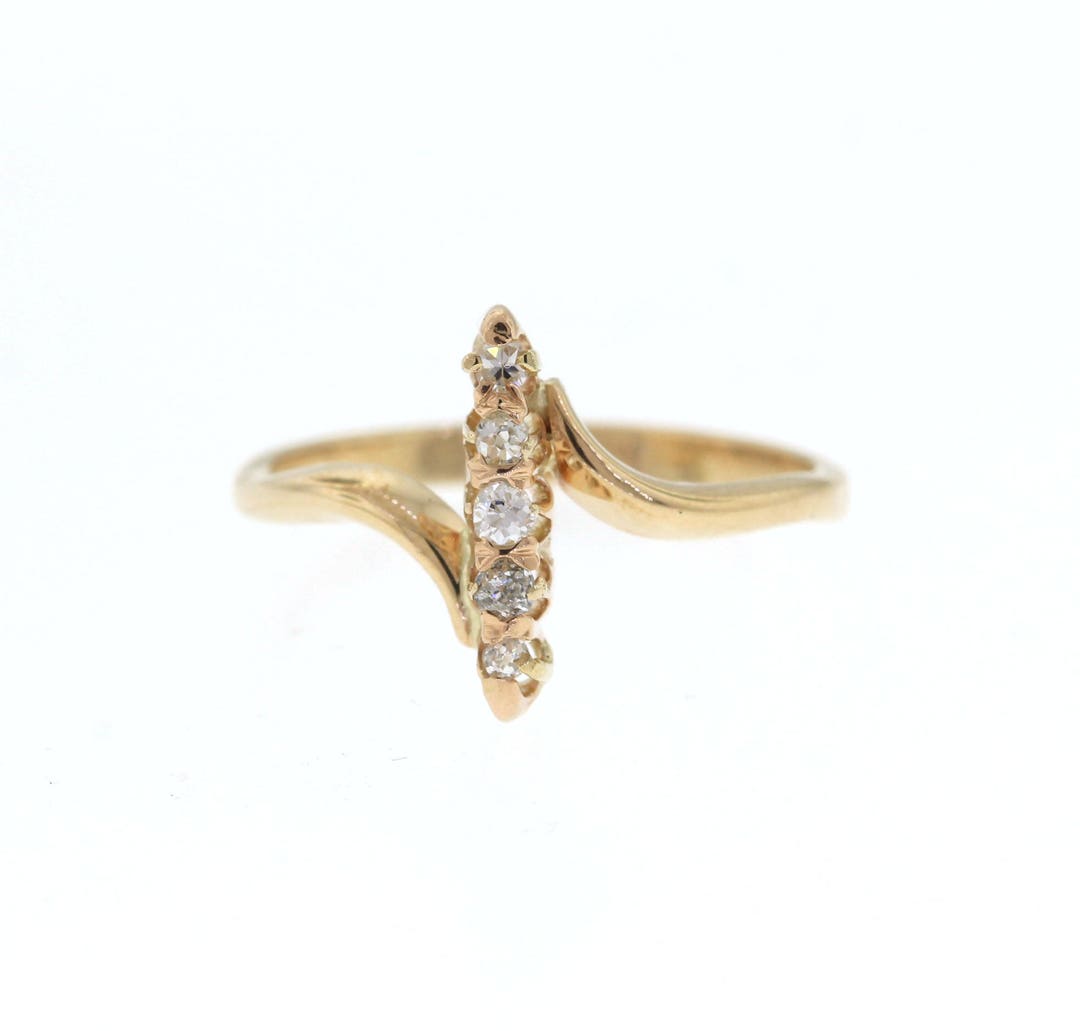 Antique Diamond Bypass Ring, Old Mine Diamond Stick Pin Ring, Vintage ...