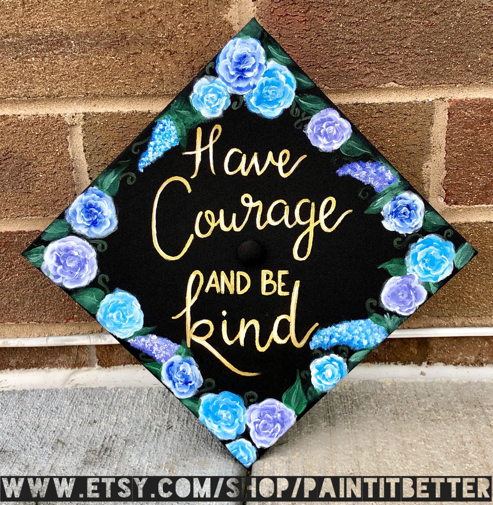 Custom Floral Grad/graduation Cap Painting | Etsy