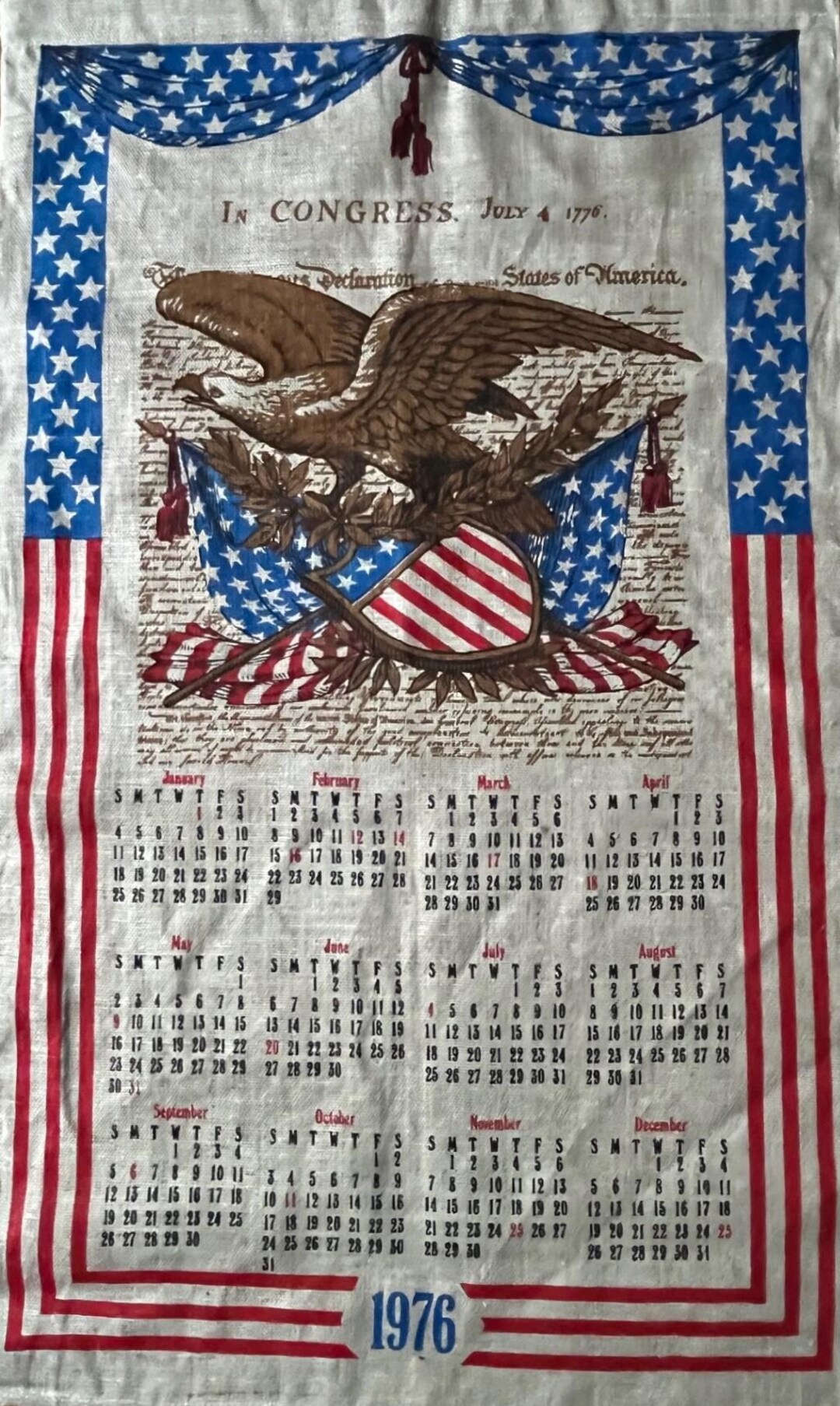 1776-1976 Bicentennial Linen Calendar - Etsy