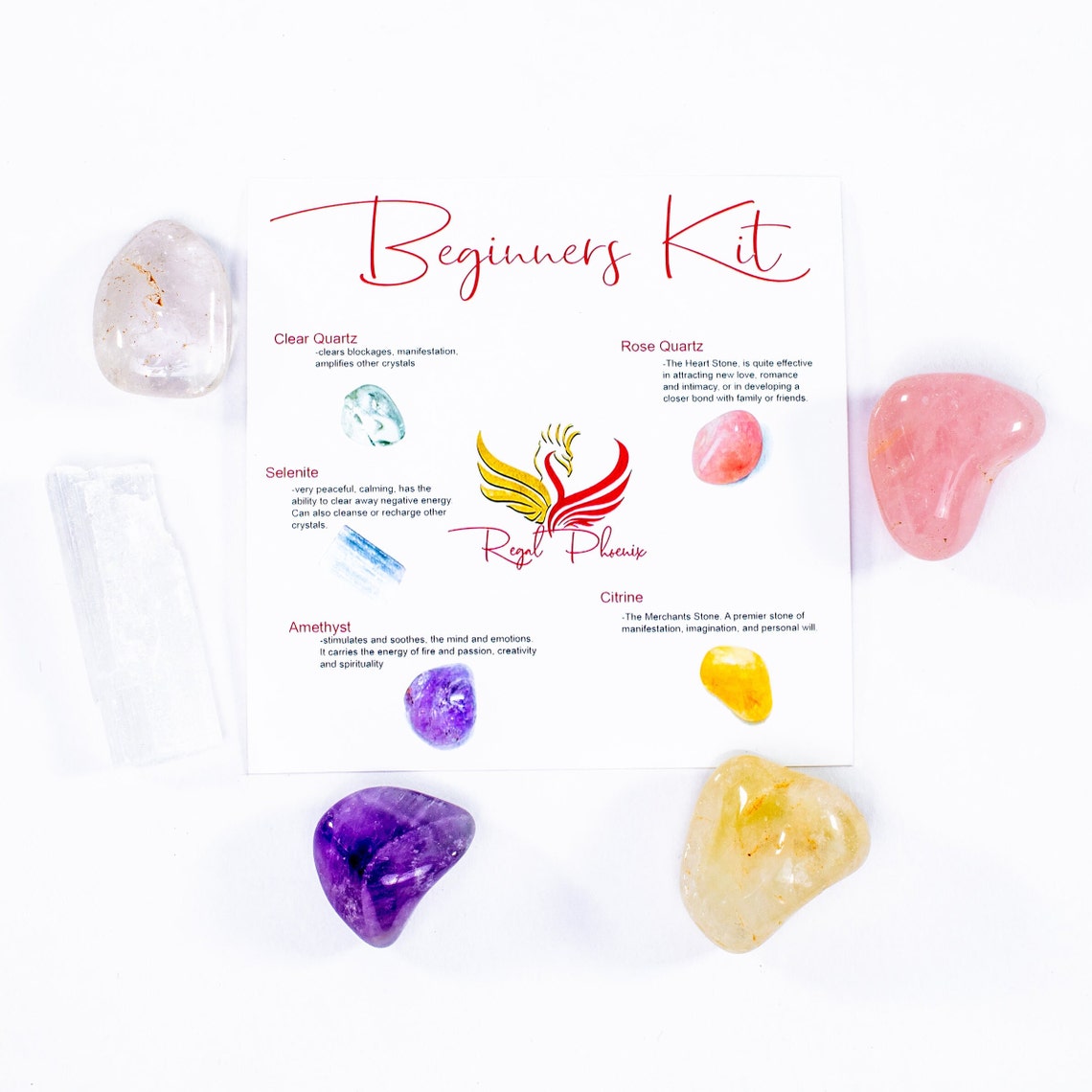 Beginner Crystal Kit Crystal Starter Set Selenite Crystal Etsy