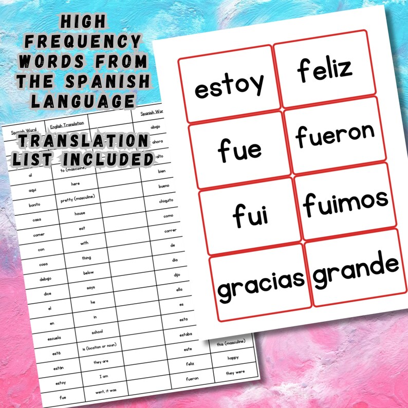 Printable | Spanish Sight Word Flashcards | Palabras De Alta Frecuencia ...