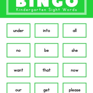 Printable Kindergarten Dolch Sight Word Flashcards and Bingo With Bingo ...