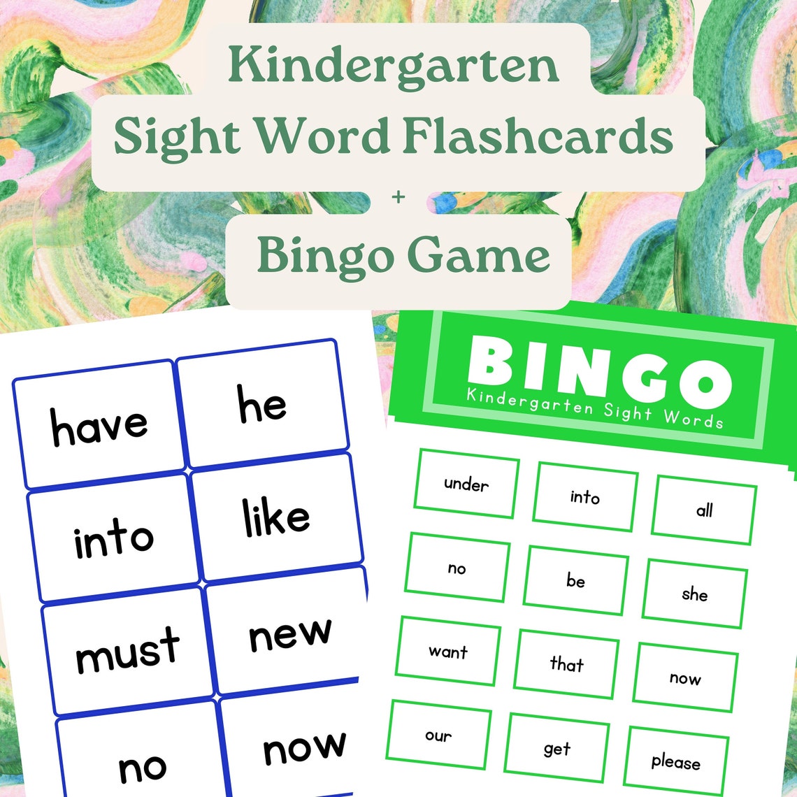 Printable Kindergarten Dolch Sight Word Flashcards and Bingo With Bingo ...