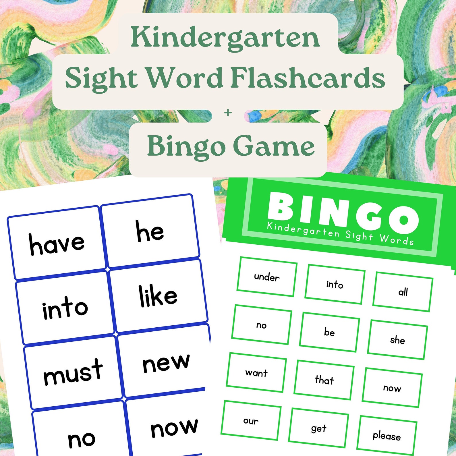Printable Kindergarten Dolch Sight Word Flashcards and Bingo With Bingo ...