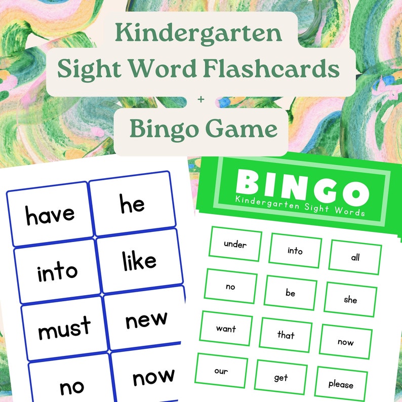 Printable Kindergarten Dolch Sight Word Flashcards and Bingo With Bingo ...