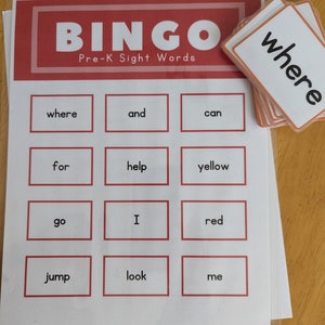 Printable | Dolch Sight Words | Pre-k | Flashcards | Bingo Card Set ...