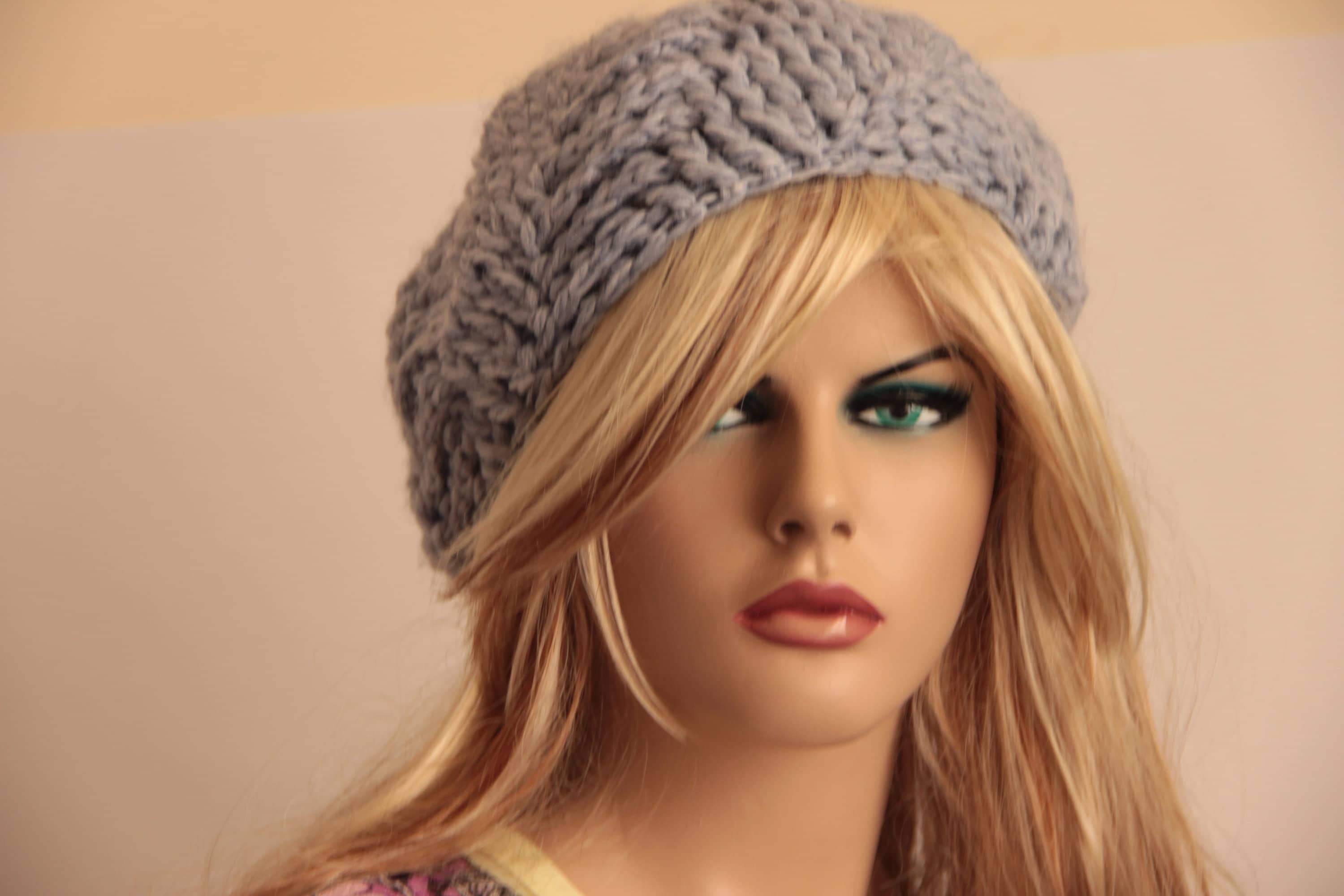 Relief Crochet Work, Painter Beret, Spiral Design Caps, Skull Caps ...