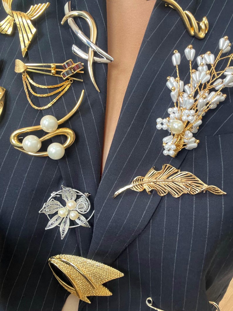 Vintage Brooches Lot: Chunky Statement Pins - Etsy