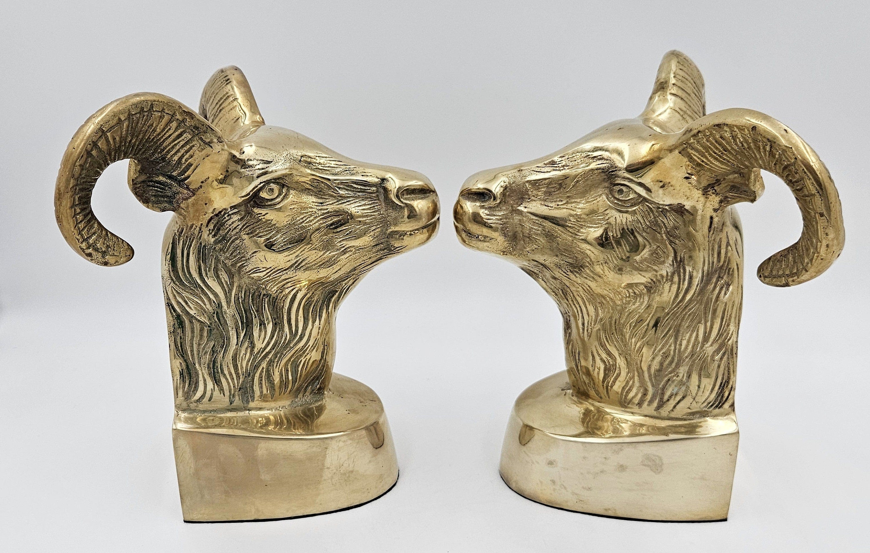Fantastic X Large Brass Ram Sheep Big Horn Aries Bookends - Etsy