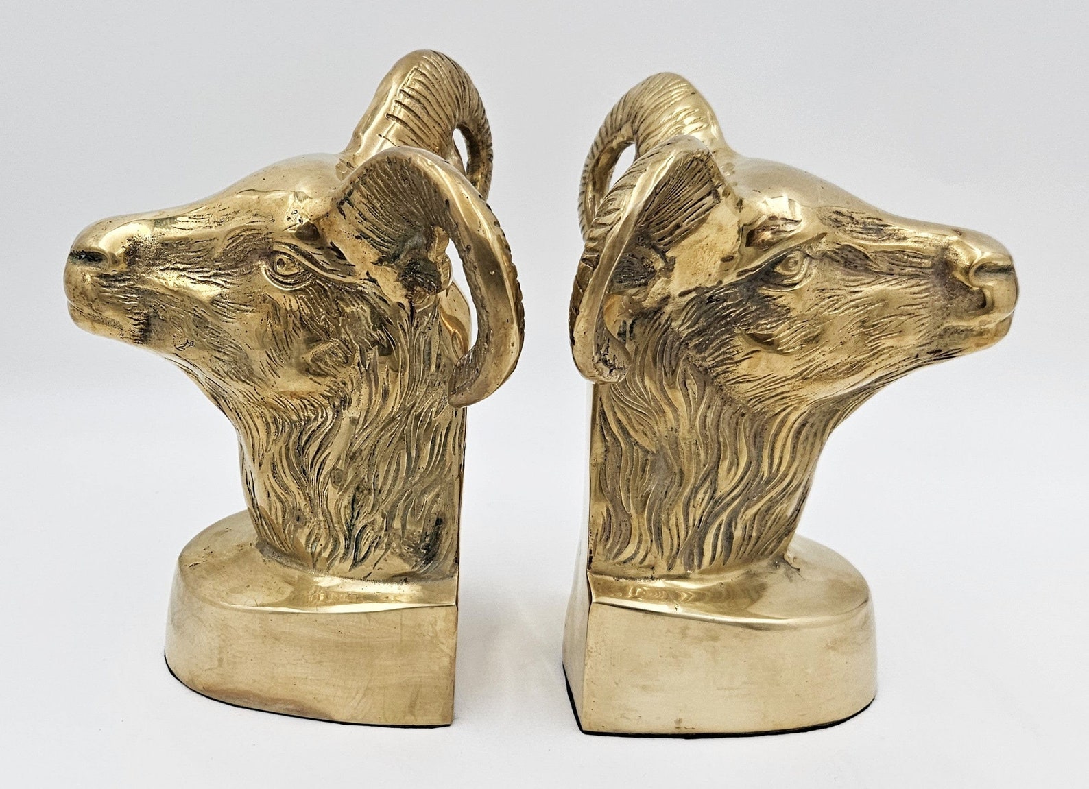 Fantastic X Large Brass Ram Sheep Big Horn Aries Bookends - Etsy